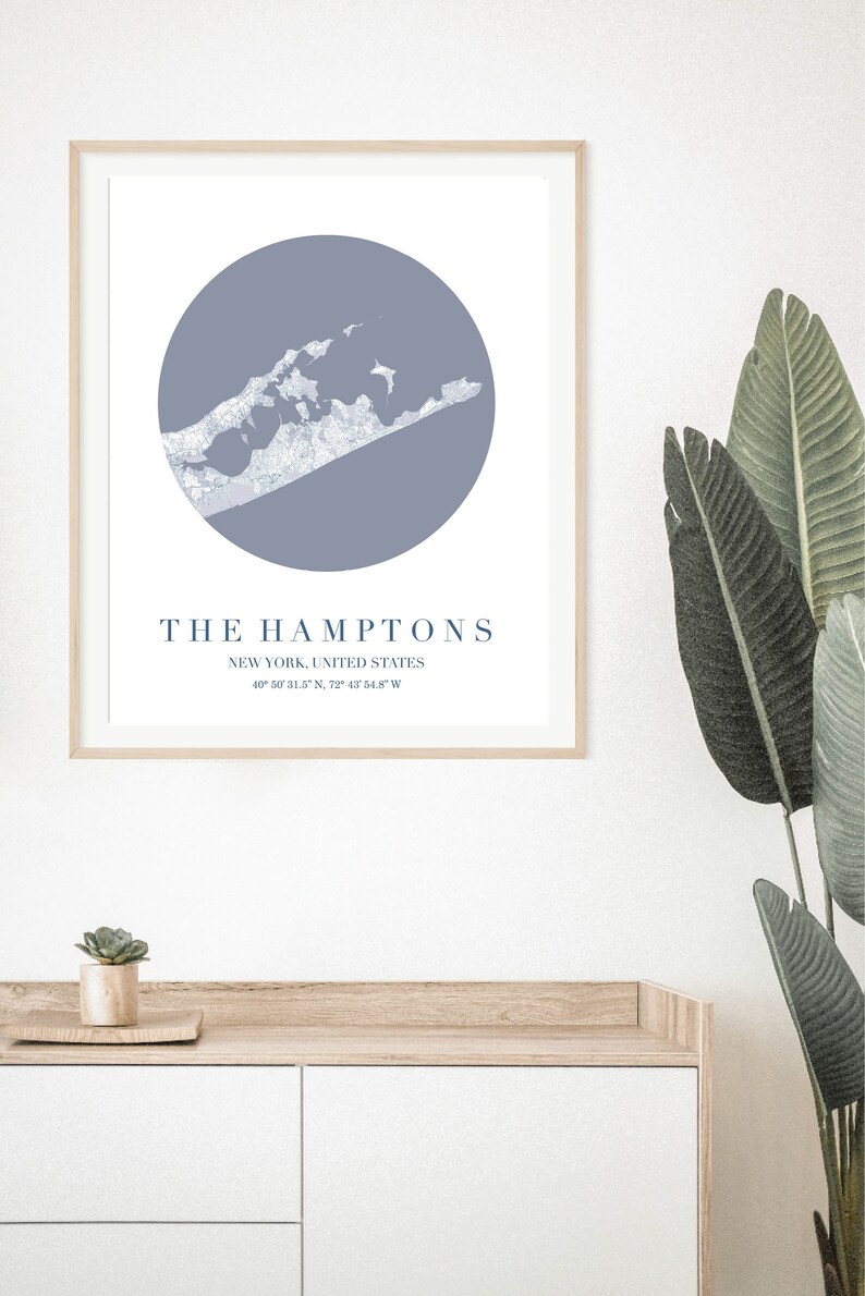The Hamptons Print, the Hamptons Wall Art, Map of the Hamptons New York ...