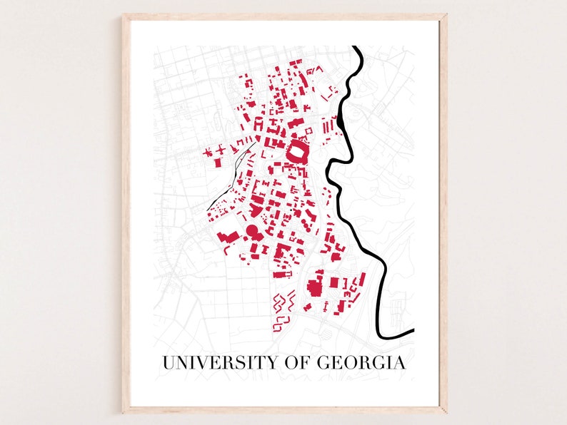 UGA Print UGA Campus Map UGA Poster Uga Wall Decor Uga Bulldog Uga Map ...