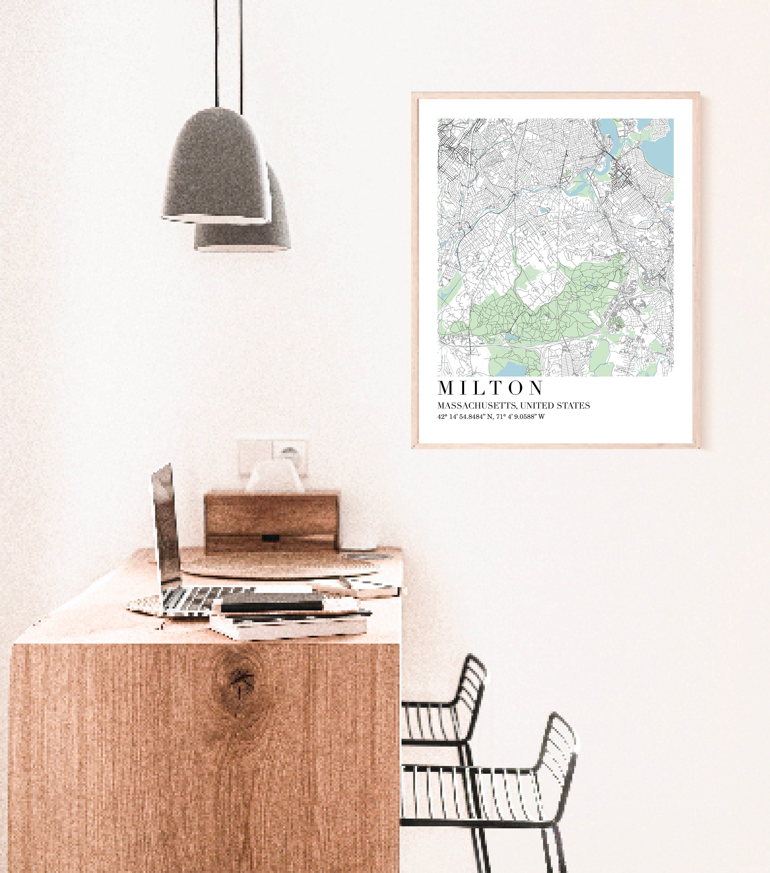 Milton MA Map Digital Download, Map of Milton Map, Map of Milton ...