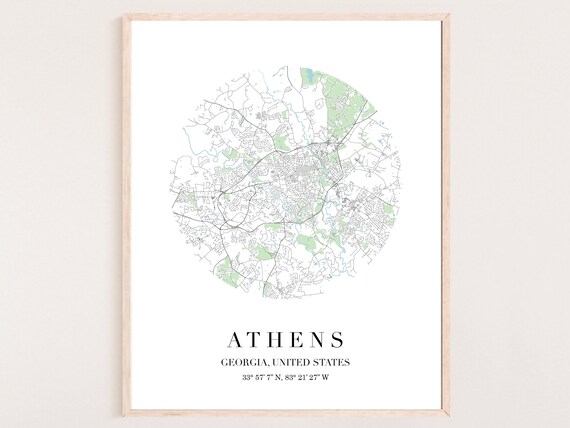 Athens Georgia Map Map of Georgia Map of Downtown Athens Ga - Etsy
