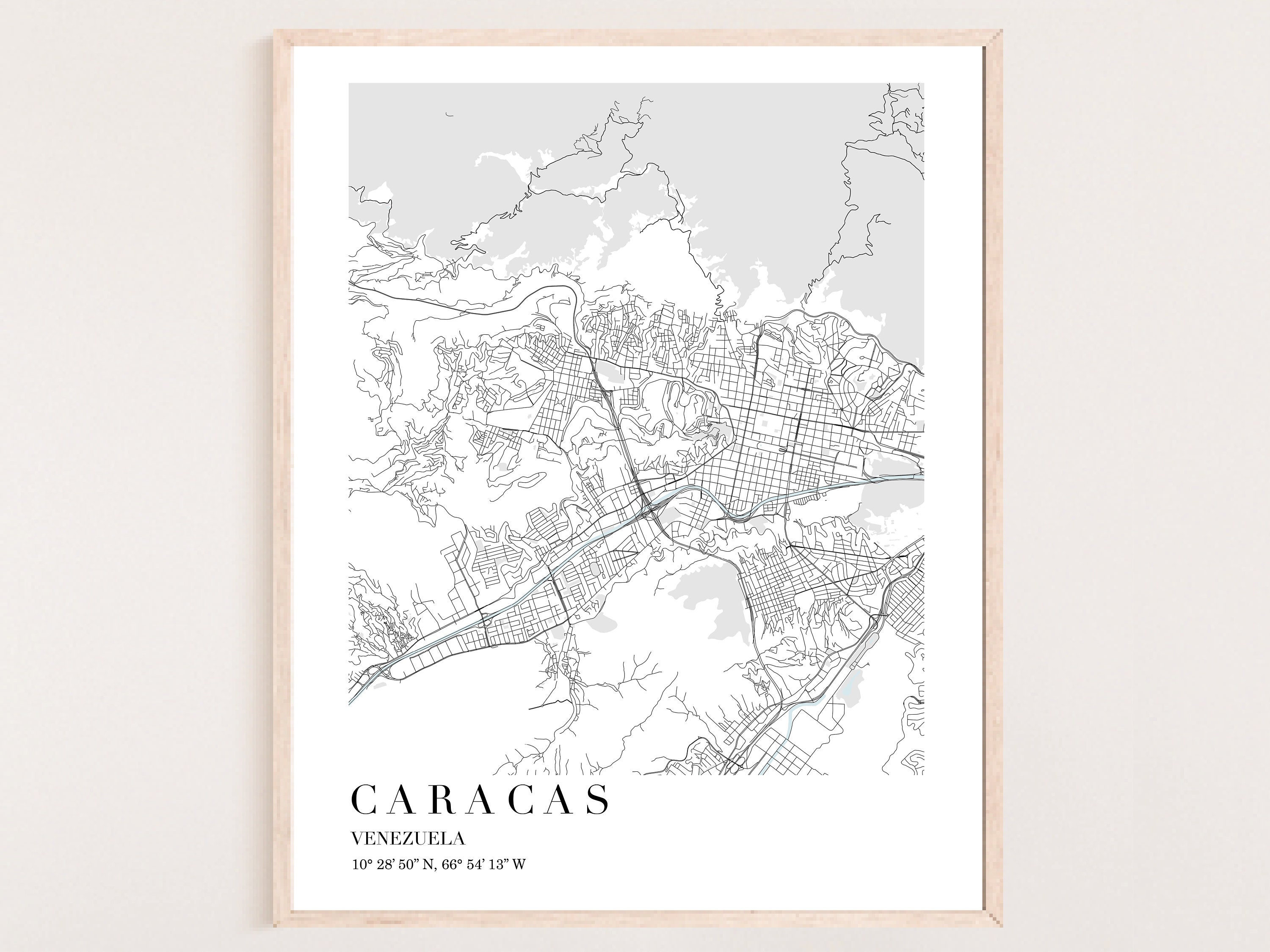 Map of Caracas Map of Caracas Venezuela Caracas Art Caracas Poster City ...