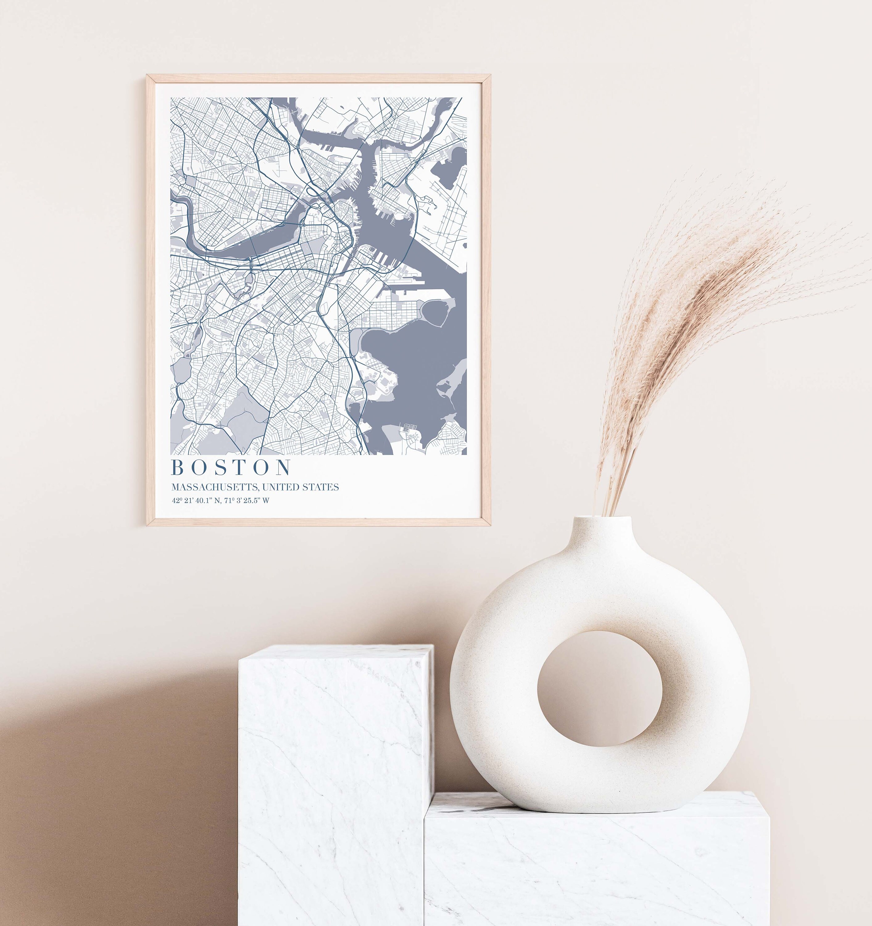 Boston Map Digital Download Boston Map Download Boston MA Poster Navy ...