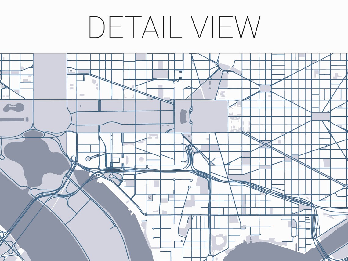 Washington DC Map DC Street Map DC Map Neighborhoods - Etsy