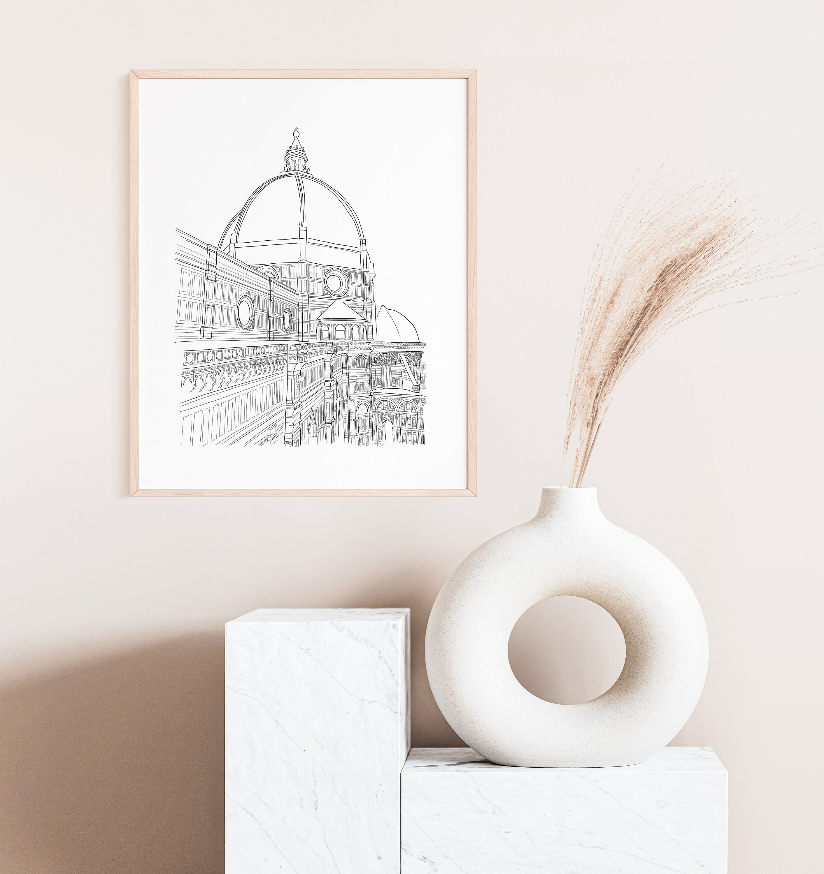 Florence Italy Drawing | Santa Maria Della Fiore Drawing | Duomo ...