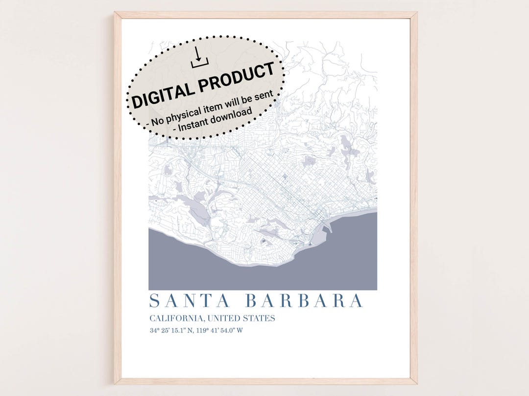 Santa Barbara Printable, Santa Barbara Map, Santa Barbara California ...