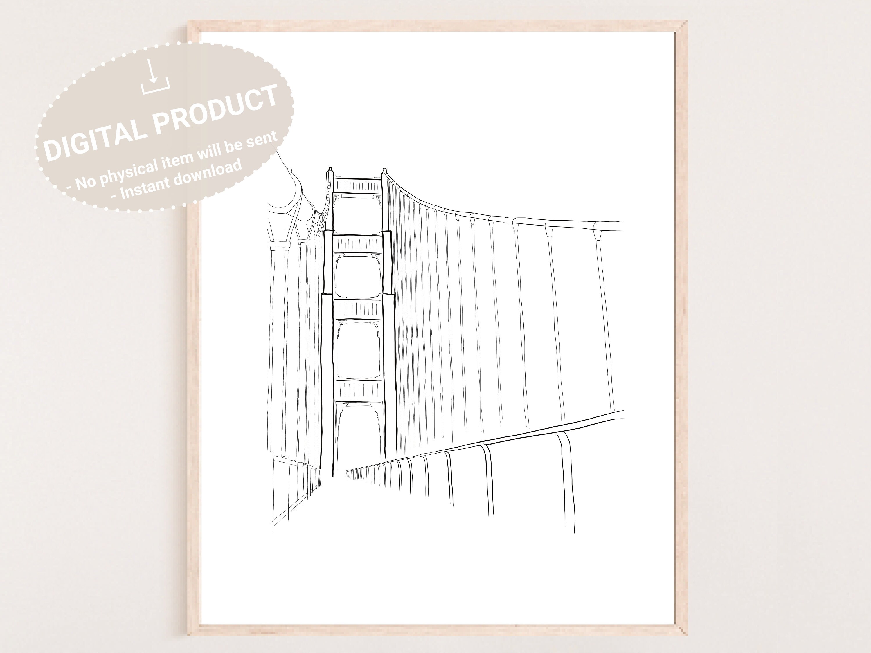 Golden Gate Bridge Drawing Golden Gate Bridge Wall Decor Golden Gate ...