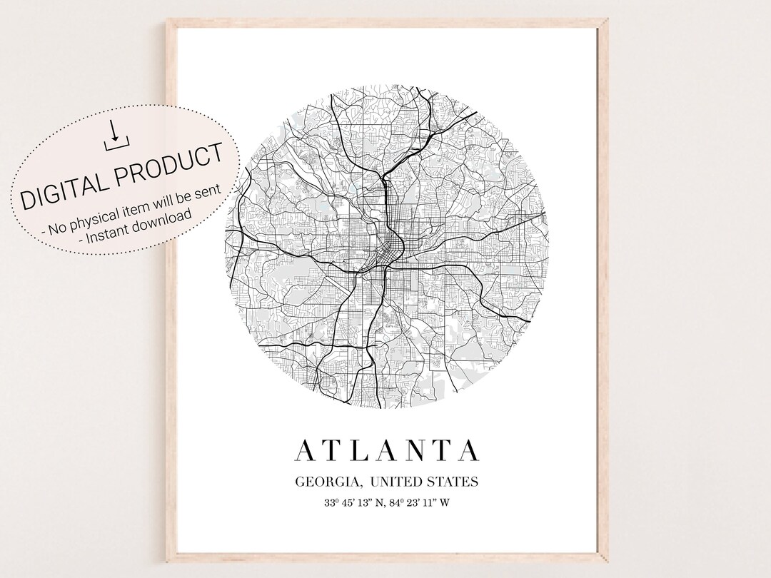 Atlanta Digital Print | Atlanta Map Print | Atlanta Map Art | Atlanta ...