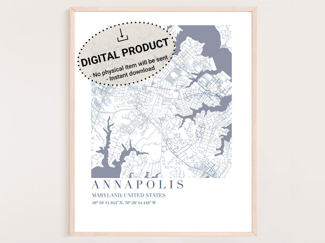 Annapolis Map, Annapolis Map Print, Annapolis Map Art, Annapolis Map ...