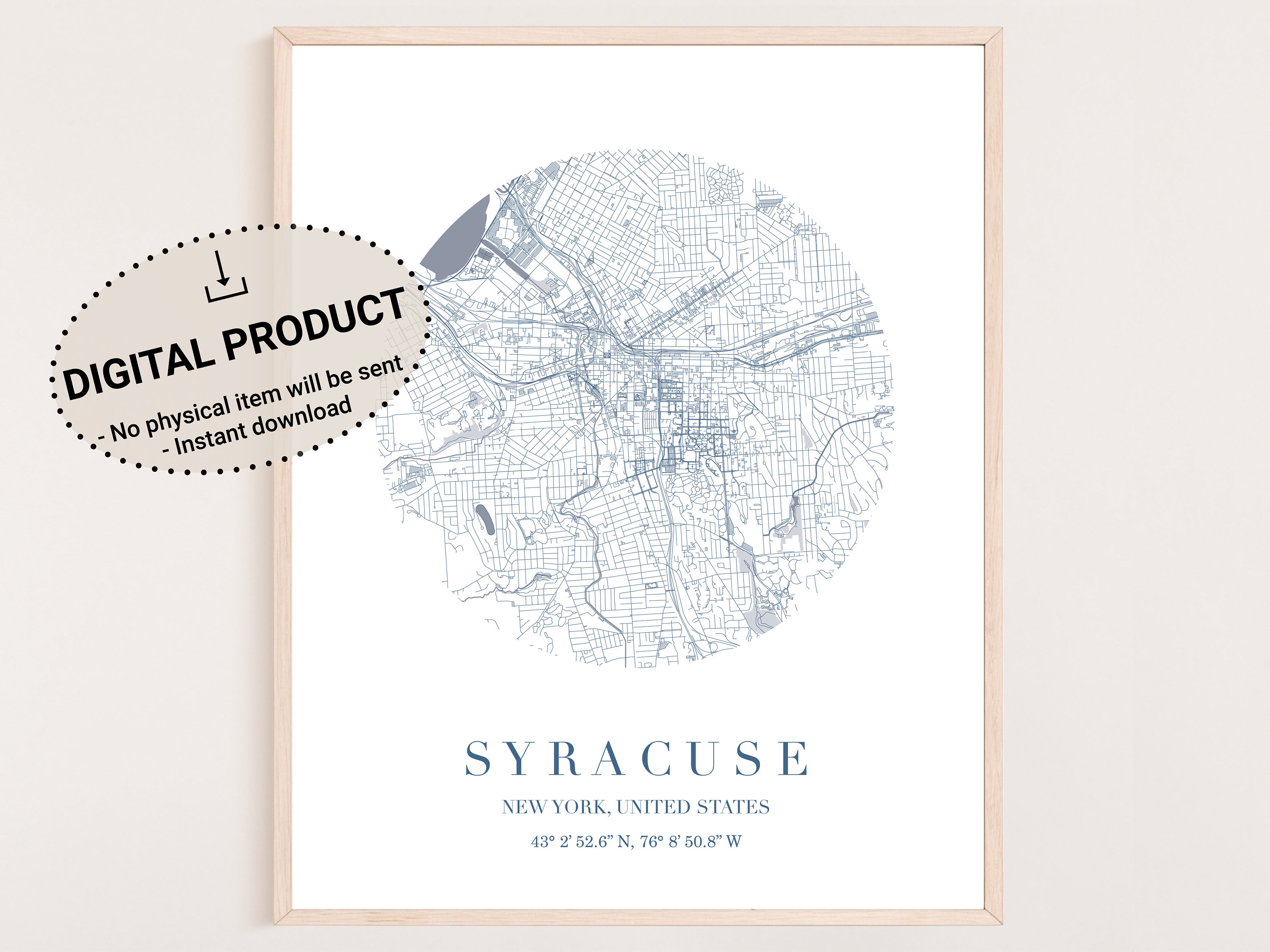 Syracuse Map, Syracuse Ny Print, Syracuse New York, Syracuse Map Ny ...