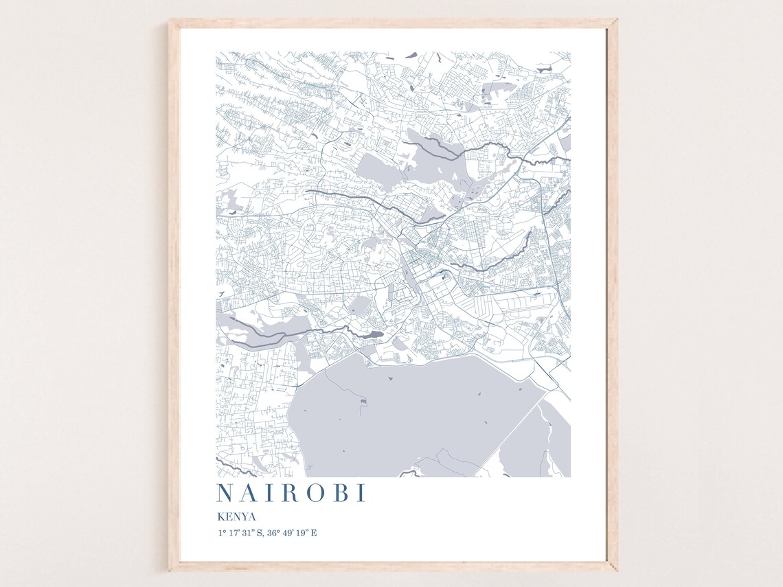 Nairobi Map Print | Kenya Map | Nairobi Kenya | Kenya Africa | Nairobi ...