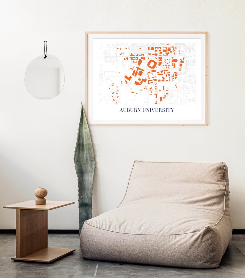 Auburn Campus Map Auburn University Map of Auburn Alabama - Etsy