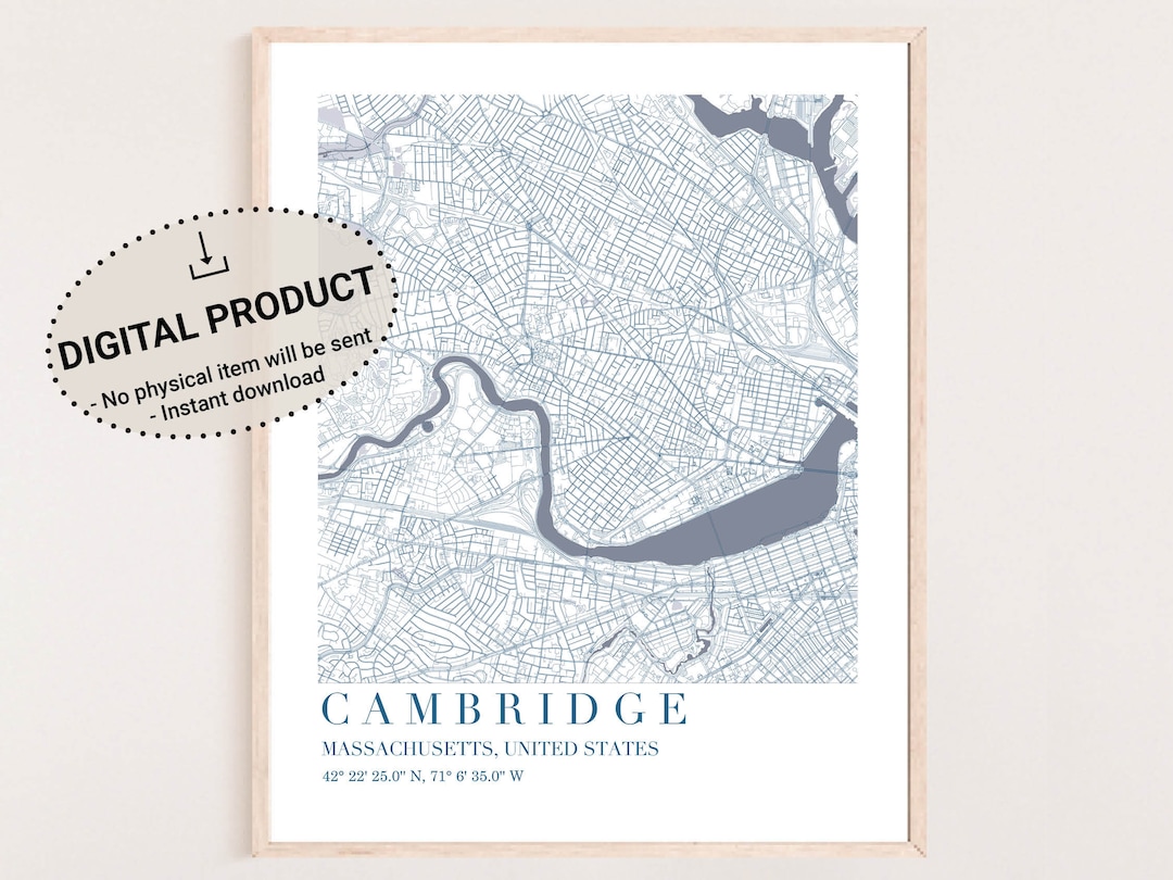 Cambridge MA Poster, Cambridge Map, Map of Cambridge, MIT Map, Harvard ...