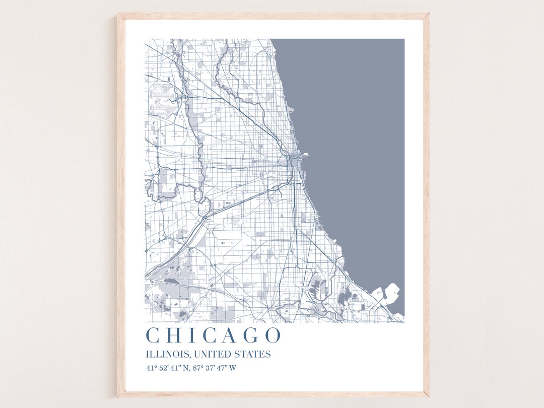 Chicago Map Print | Chicago Map Wall Art | Chicago Map Art | Chicago ...