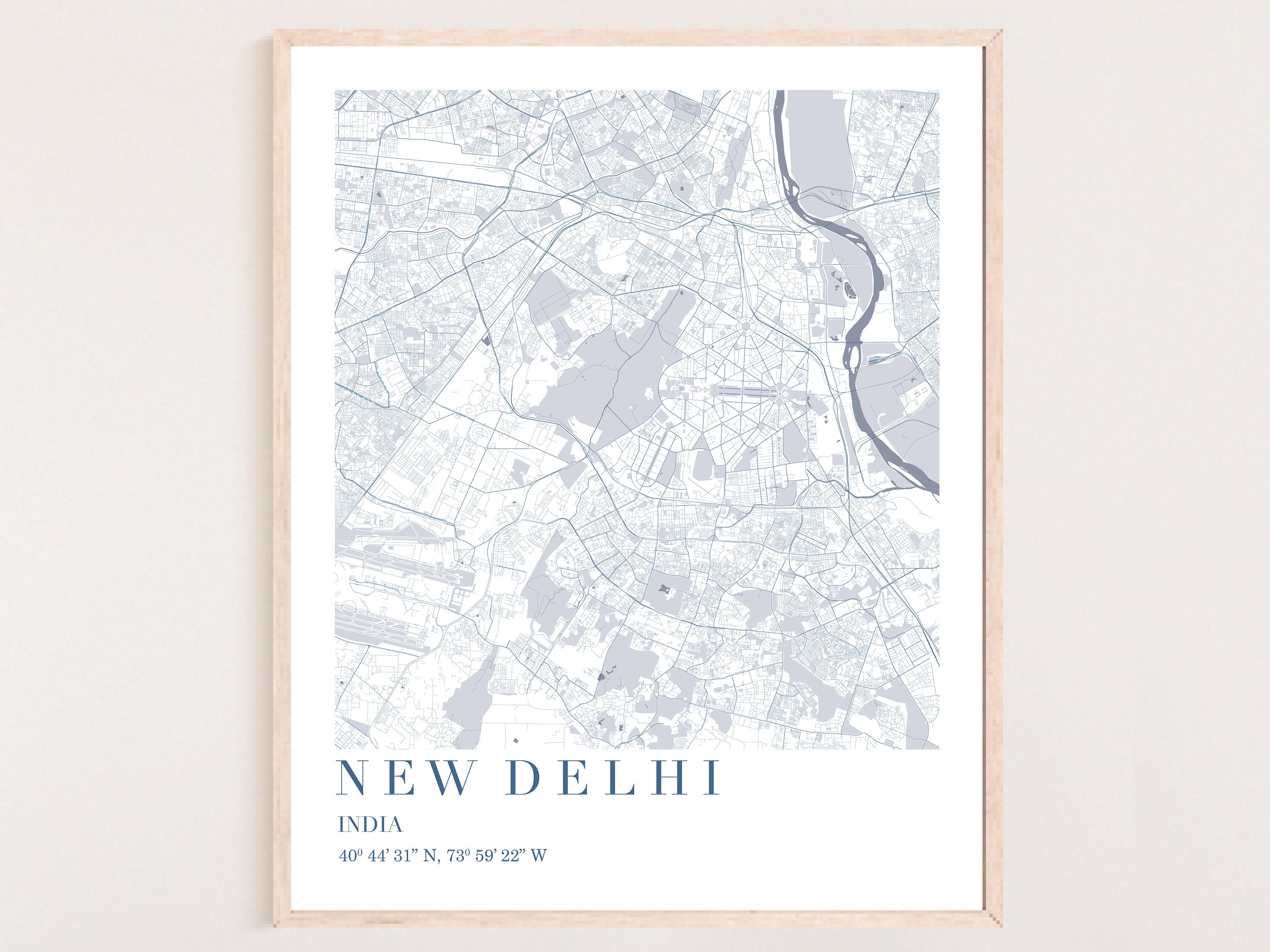 New Delhi, India Map Print Poster | India Travel Wall Art Modern | New ...