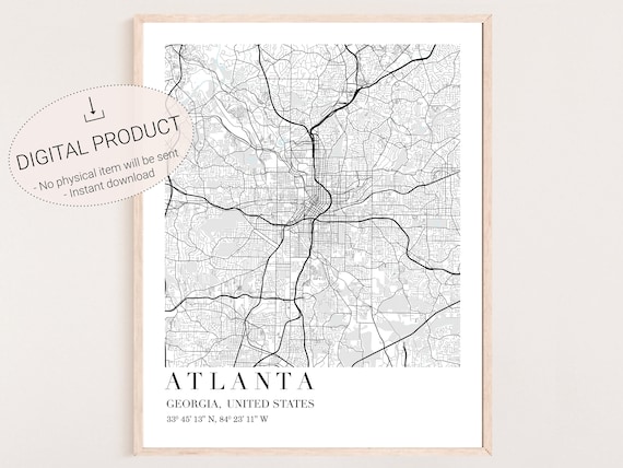 Atlanta Digital Print Atlanta Map Print Atlanta Map Art - Etsy