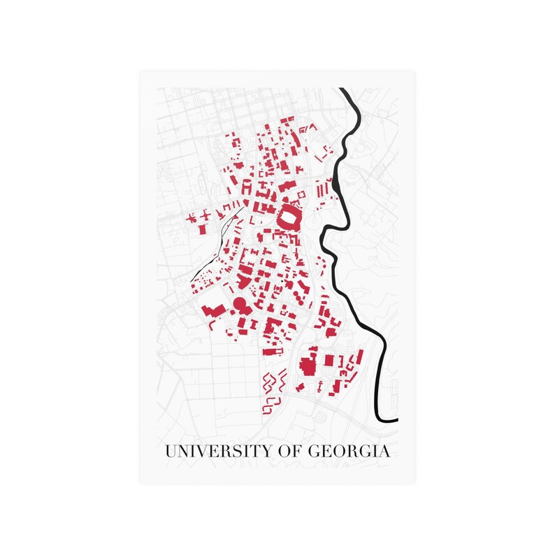 UGA Print UGA Campus Map UGA Poster Uga Wall Decor Uga Bulldog Uga Map ...