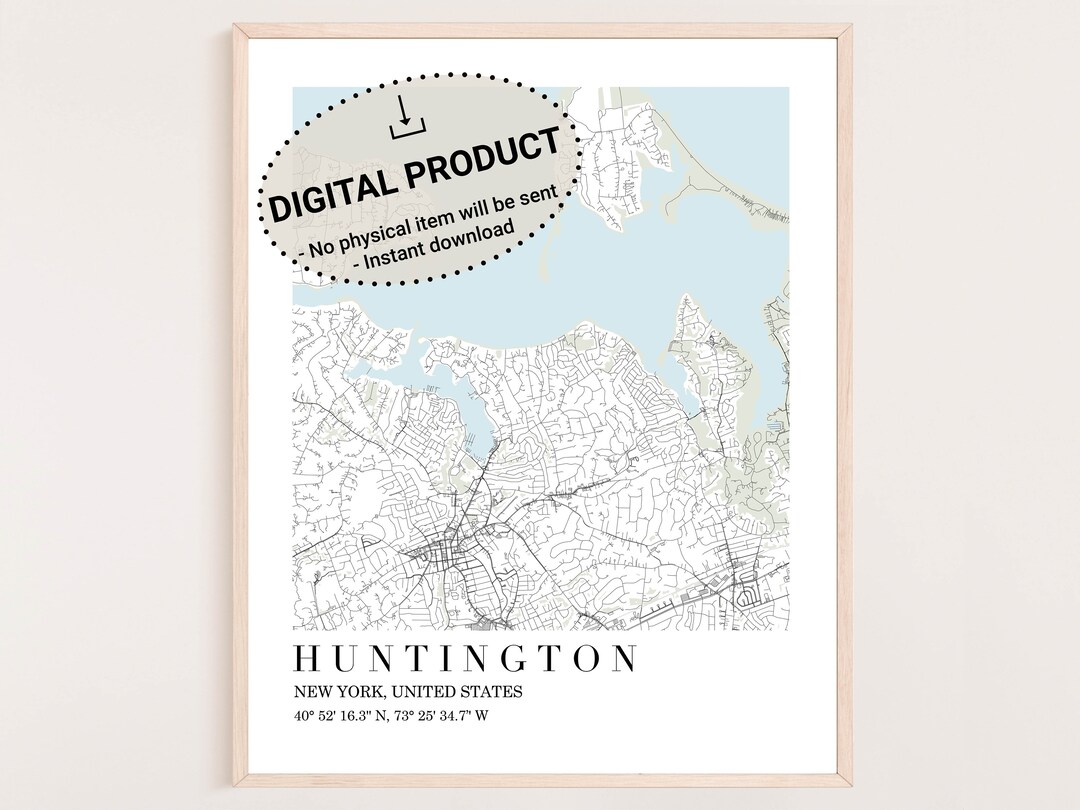 Map Print of Huntington New York, Huntington Ny Print, Huntington ...