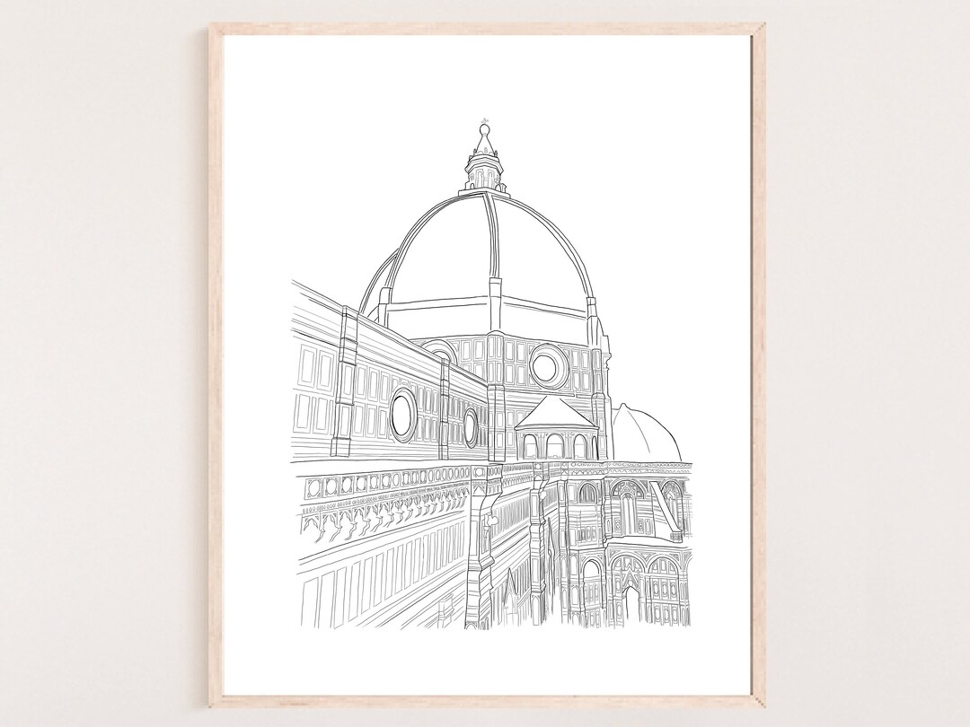 Florence Italy Drawing | Santa Maria Della Fiore Drawing | Duomo ...