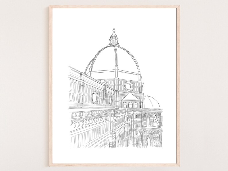 Florence Italy Drawing | Santa Maria Della Fiore Drawing | Duomo ...