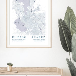 El Paso and Juarez Map Digital, Map of Juarez Mexico and El Paso Texas ...