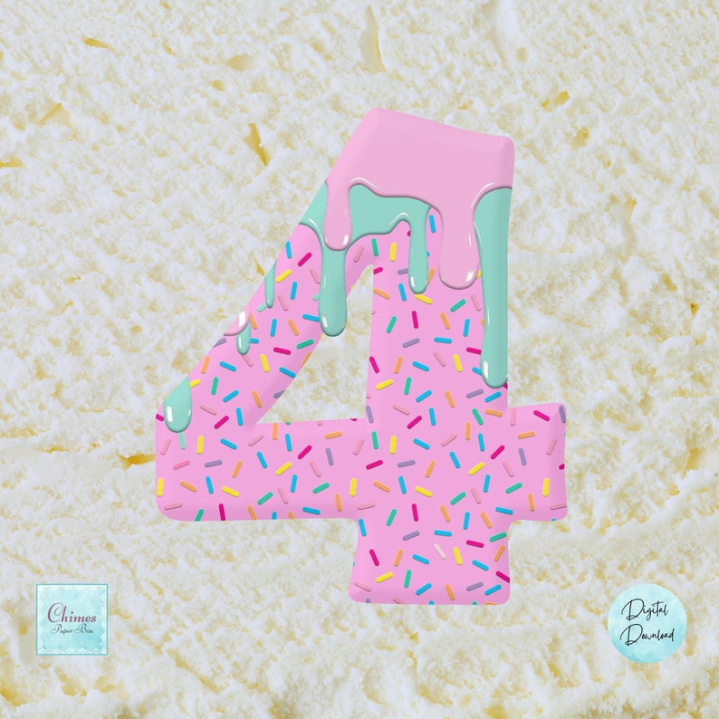 Dripping Waffle Ice Cream Birthday Numbers Clipart Png, Ice Cream ...