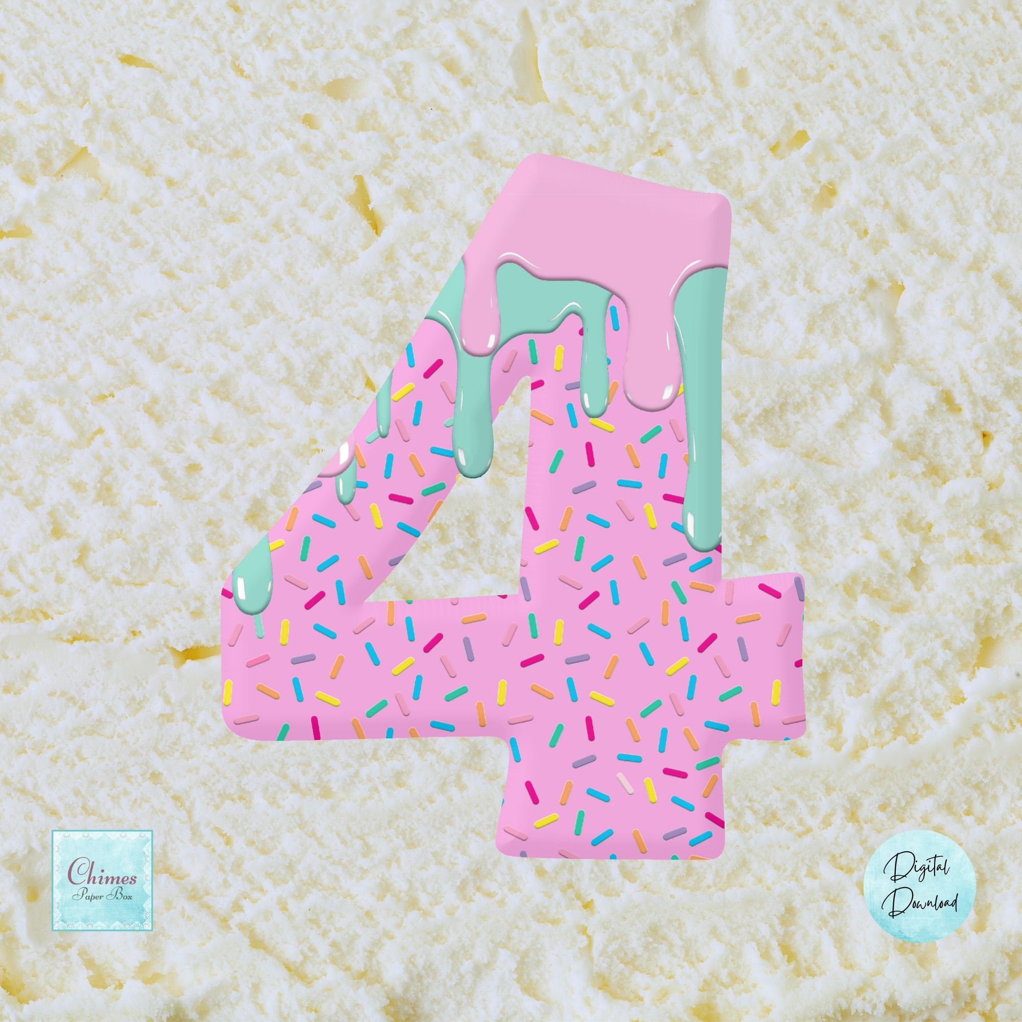 Dripping Waffle Ice Cream Birthday Numbers Clipart Png, Ice Cream ...