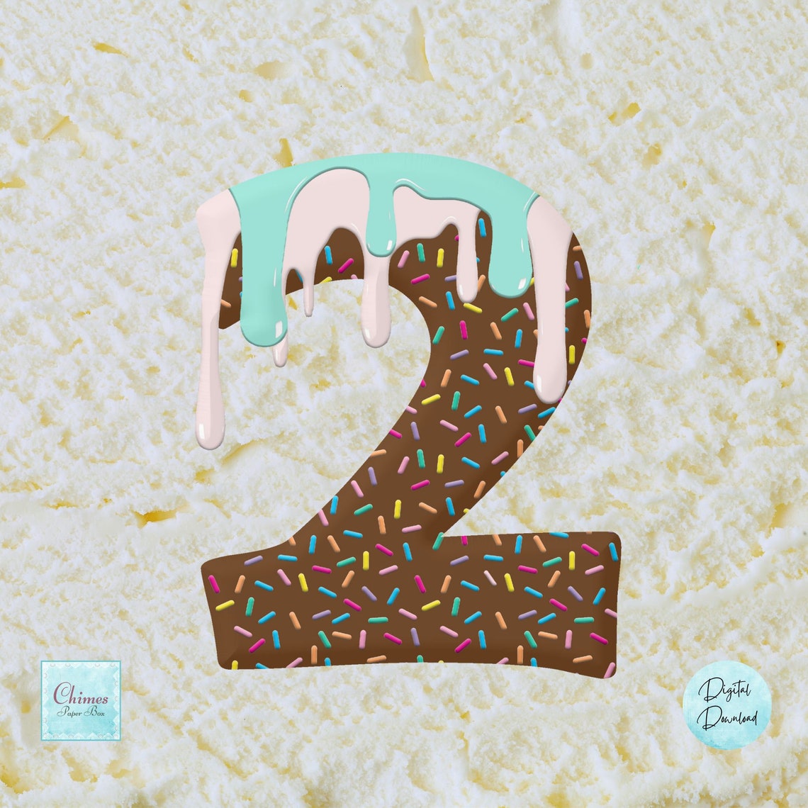 Dripping Waffle Ice Cream Birthday Numbers Clipart Png, Ice Cream ...