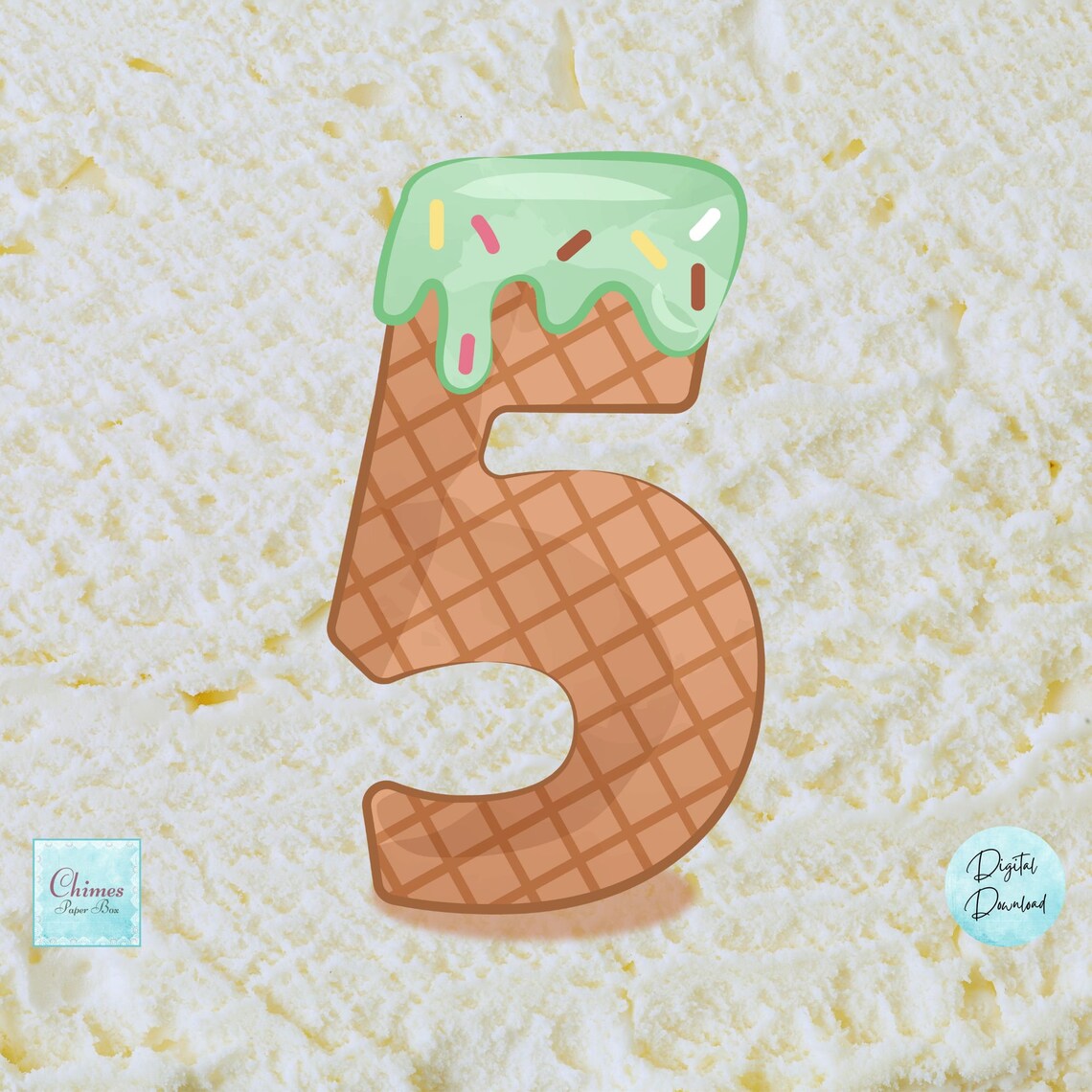 Dripping Waffle Ice Cream Birthday Numbers Clipart,ice Cream Waffle ...