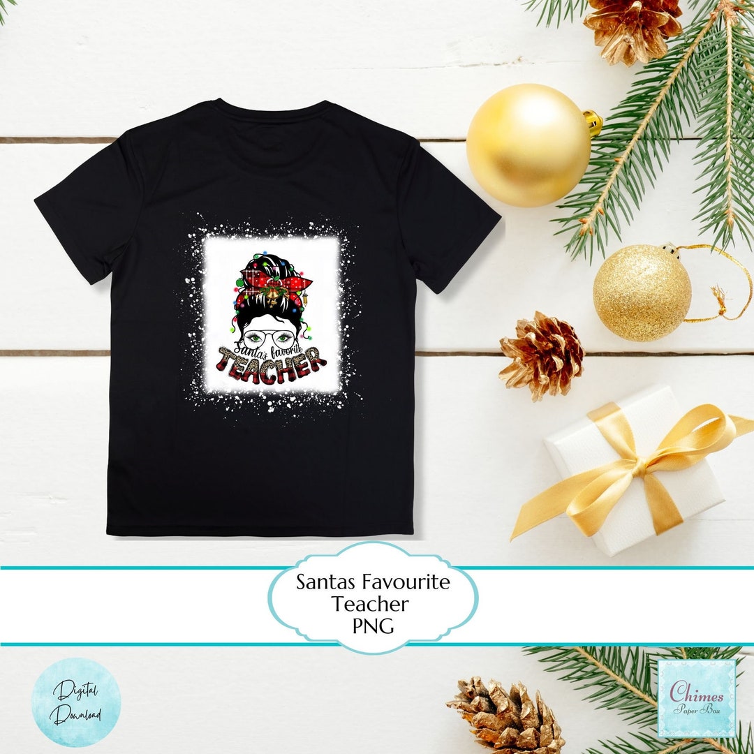 Paint Splatter Santa's Favorite Teacher Christmas PNG, Teacher ...