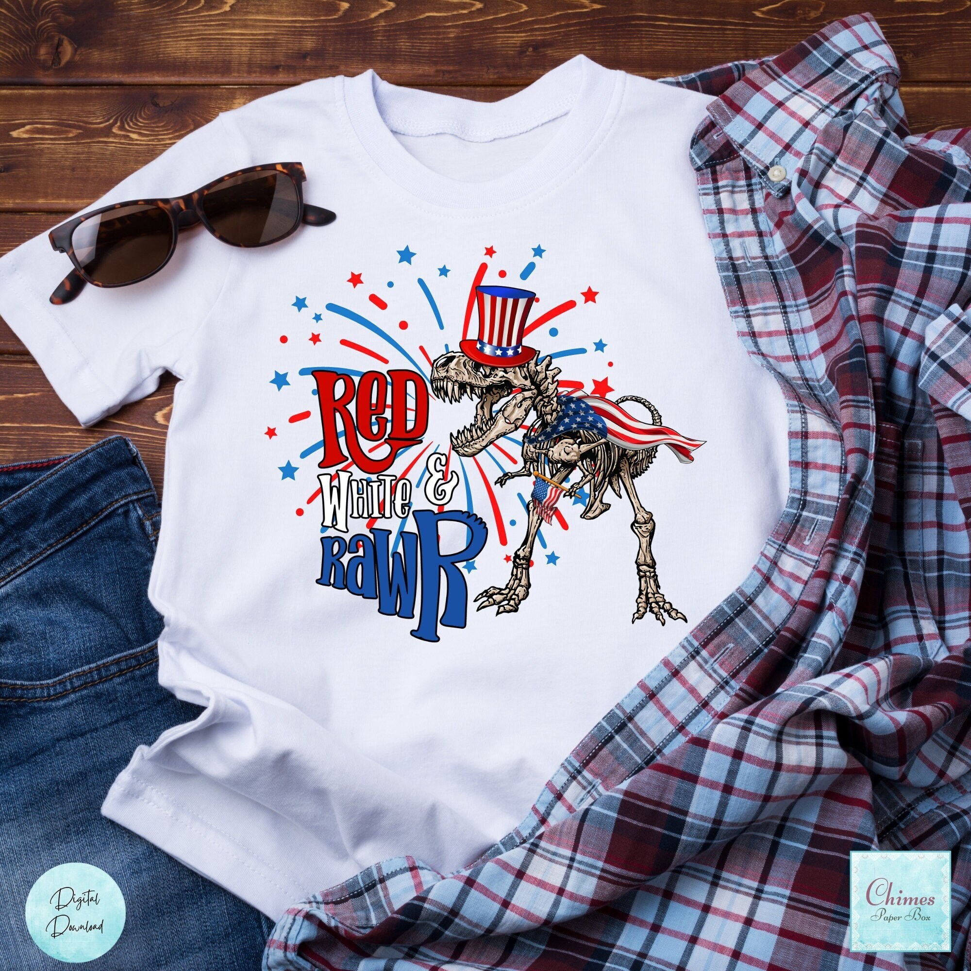 Red White and RAWR Svg, Dinosaur 4th of July, USA T-rex, Cute American ...