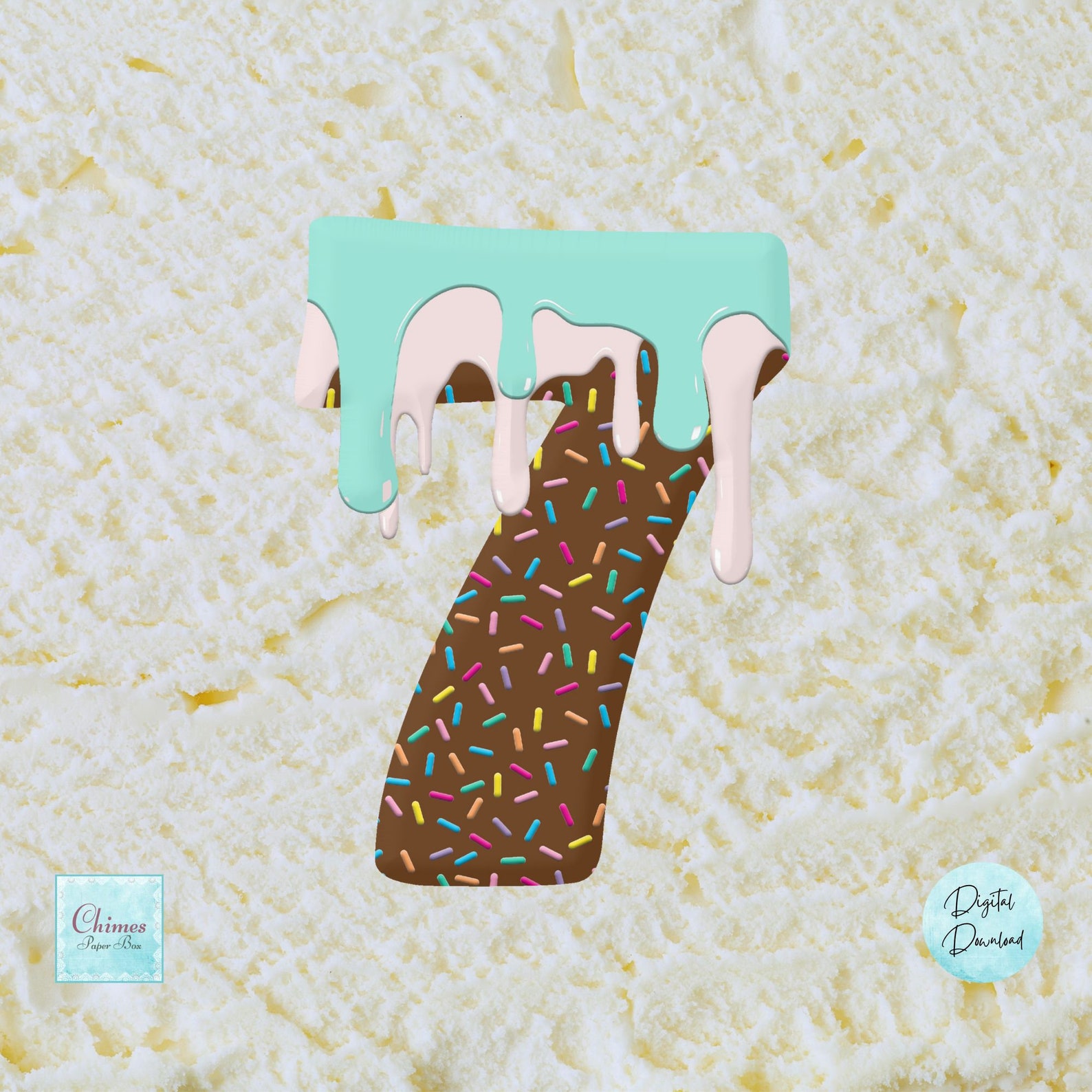 Dripping Waffle Ice Cream Birthday Numbers Clipart Png, Ice Cream ...