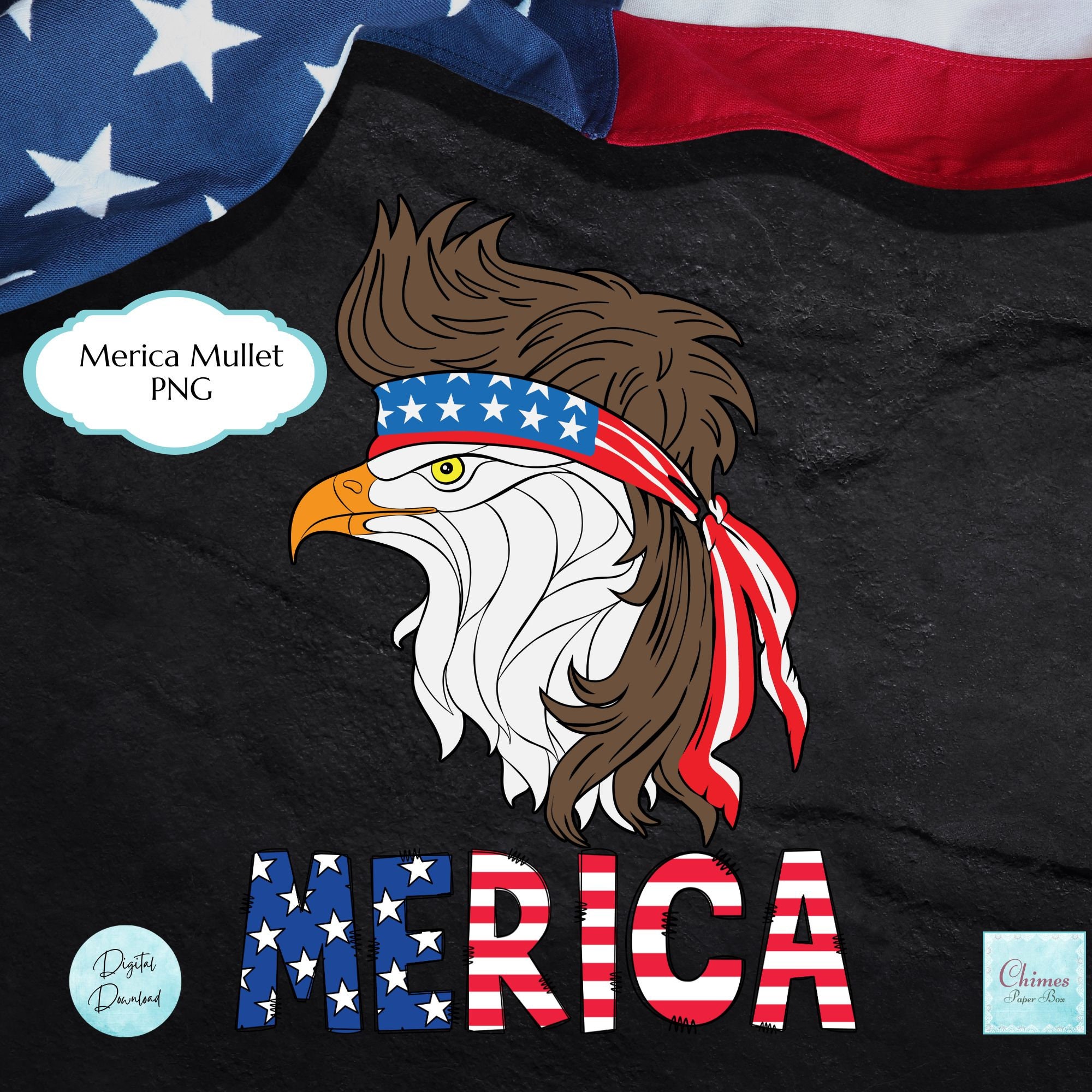 Merica Mullet Eagle Png, 4th of July Merica Mullet Png, 4th of July ...
