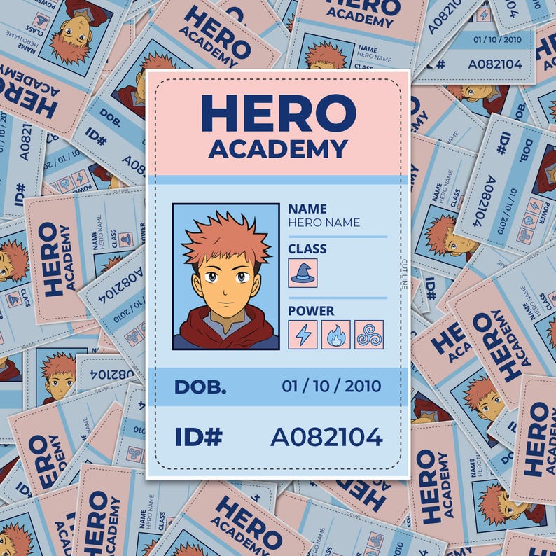 Editable Cosplay ID Card Template: Anime, Gamer (PSD, Digital Download ...