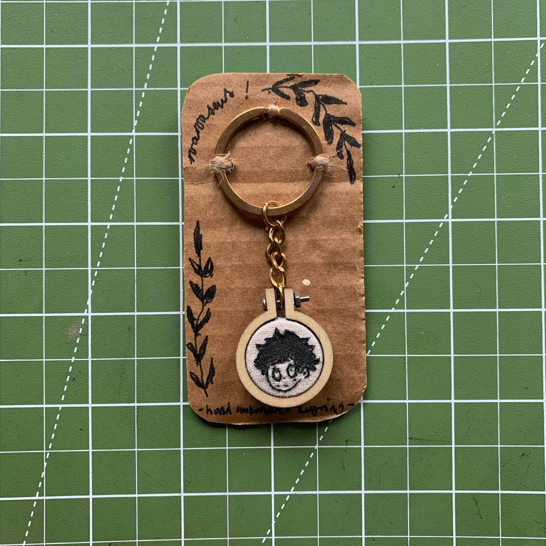 Deku Hand Embroidered Keyring - Etsy