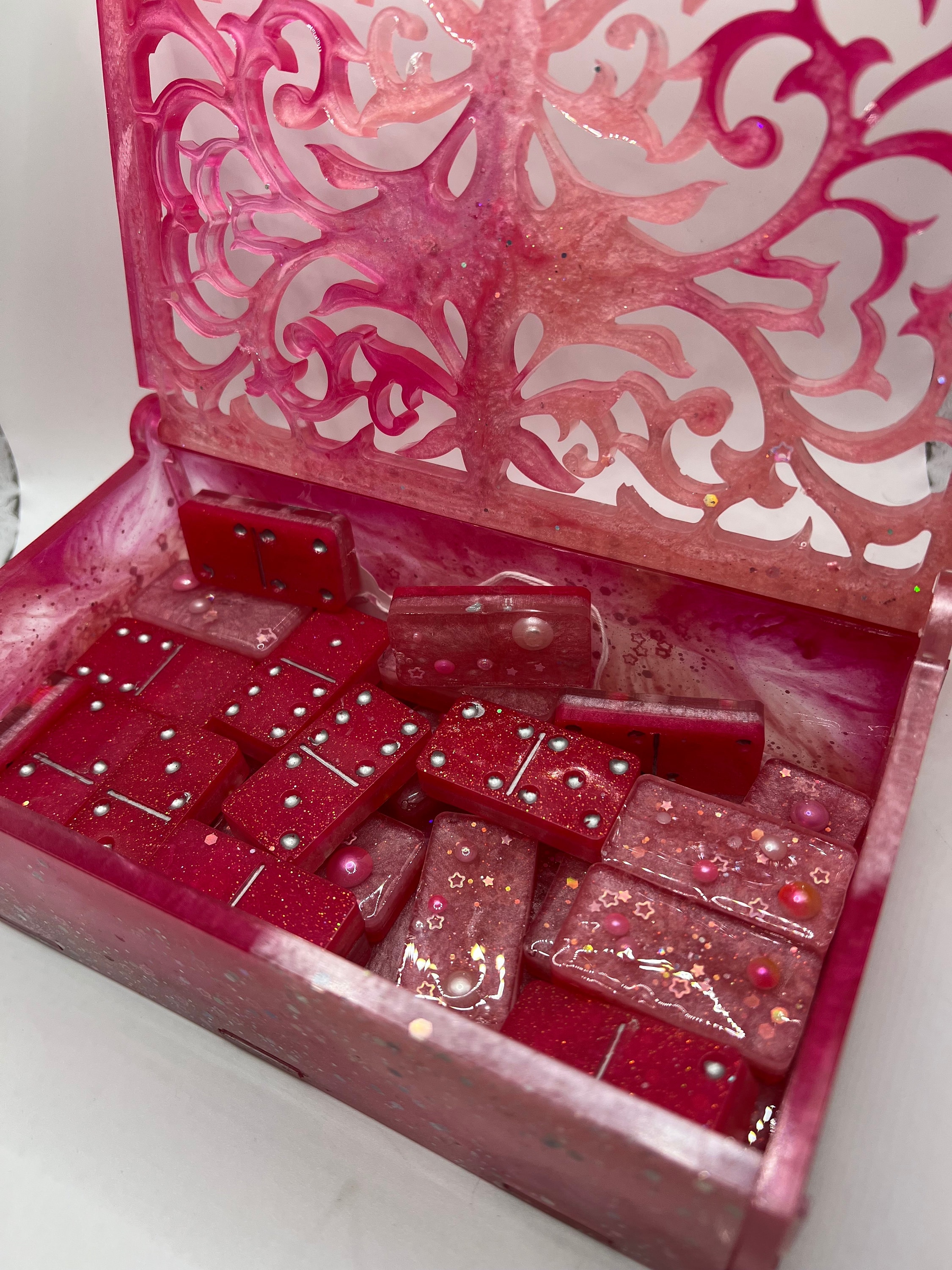 Dominoes Beautifully Crafted Layers of Pink & Clear Resin With - Etsy