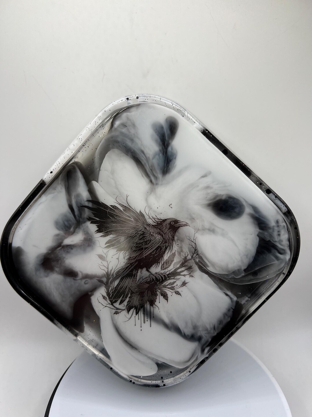 Raven Trinket Box! Raven Lovers, Black and White Raven Box. Handcrafted ...