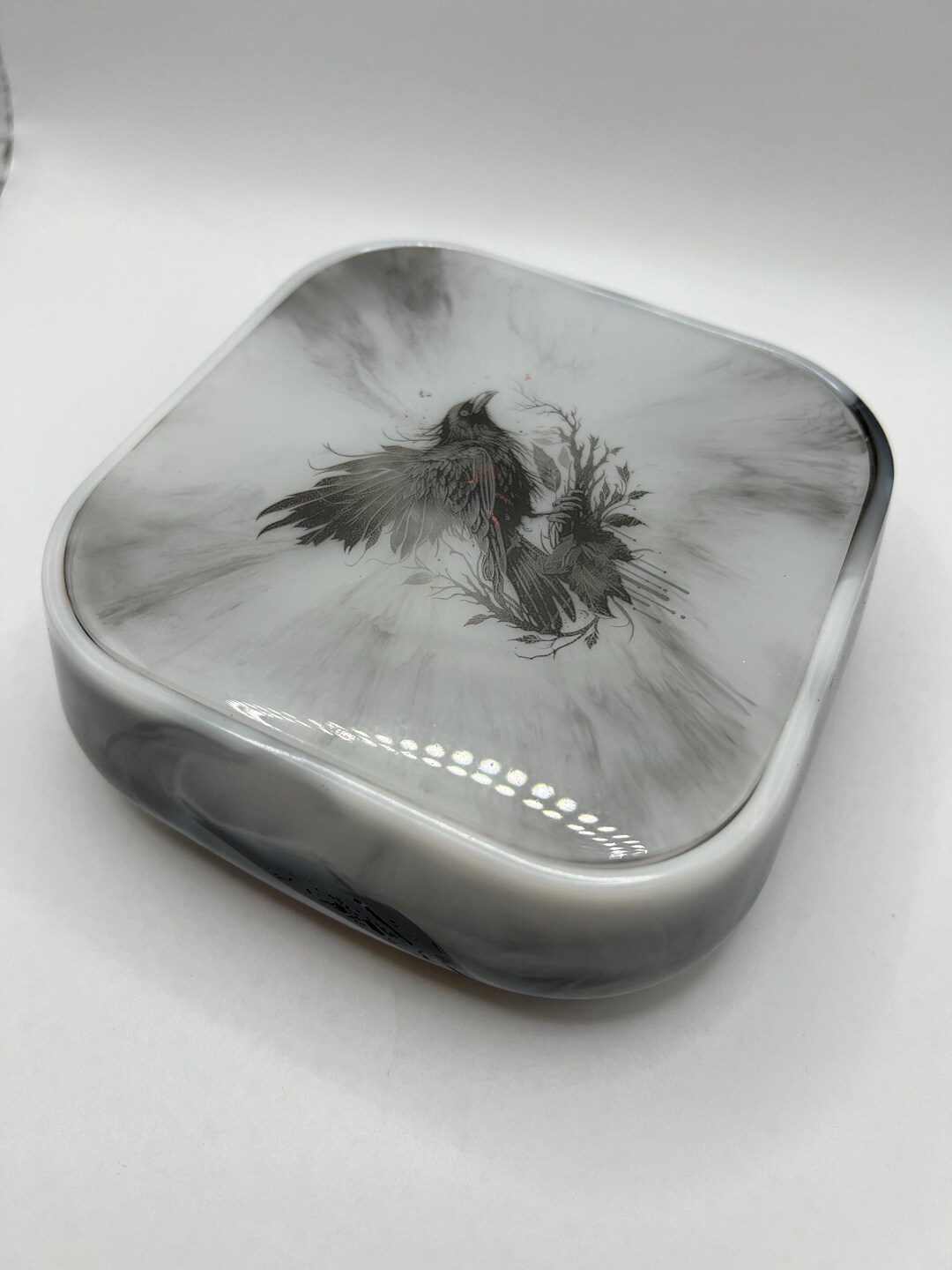 Raven Trinket Box Raven Lovers, Black and White Raven Box. Handcrafted ...