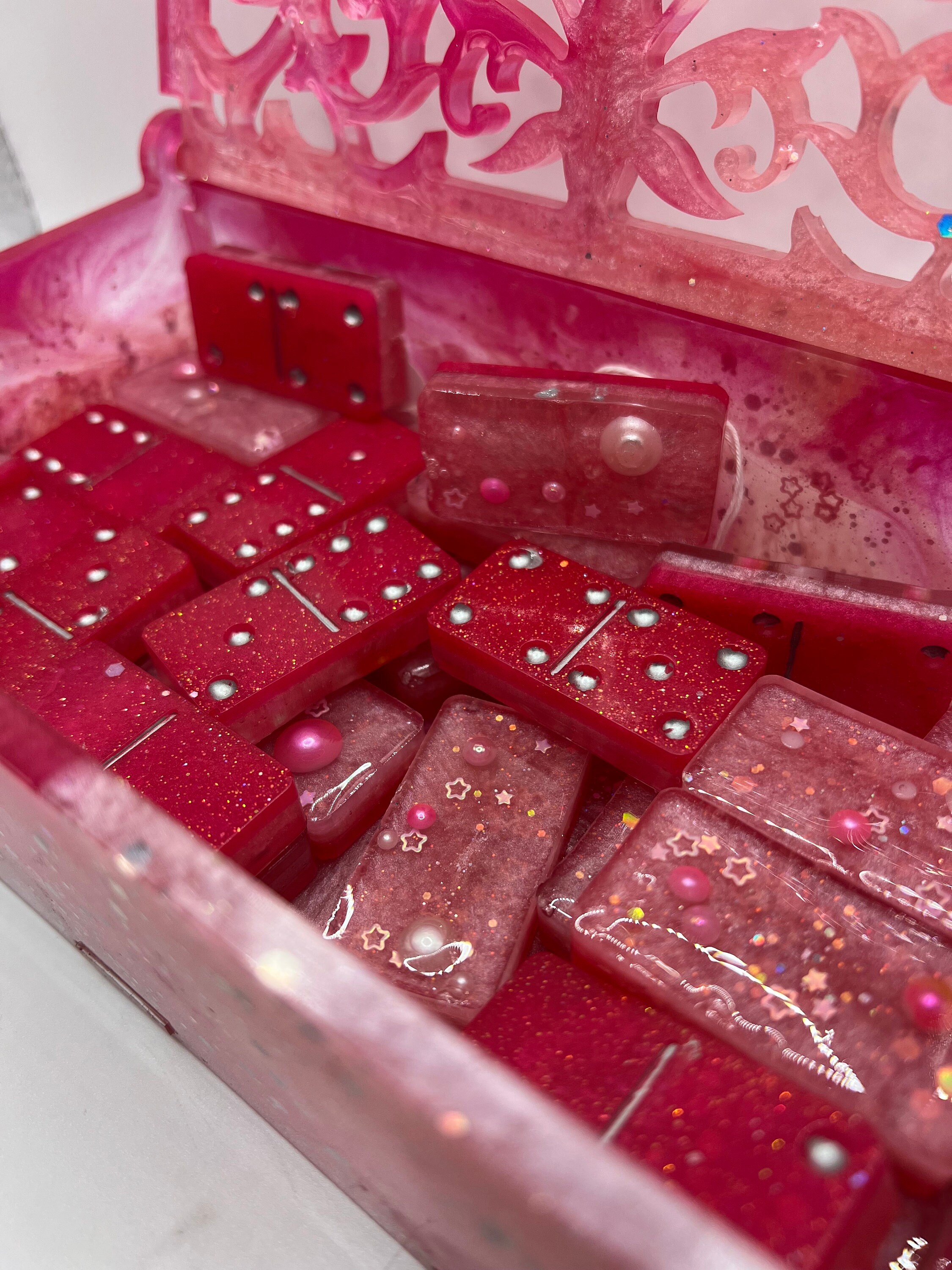 Dominoes Beautifully Crafted Layers of Pink & Clear Resin With - Etsy