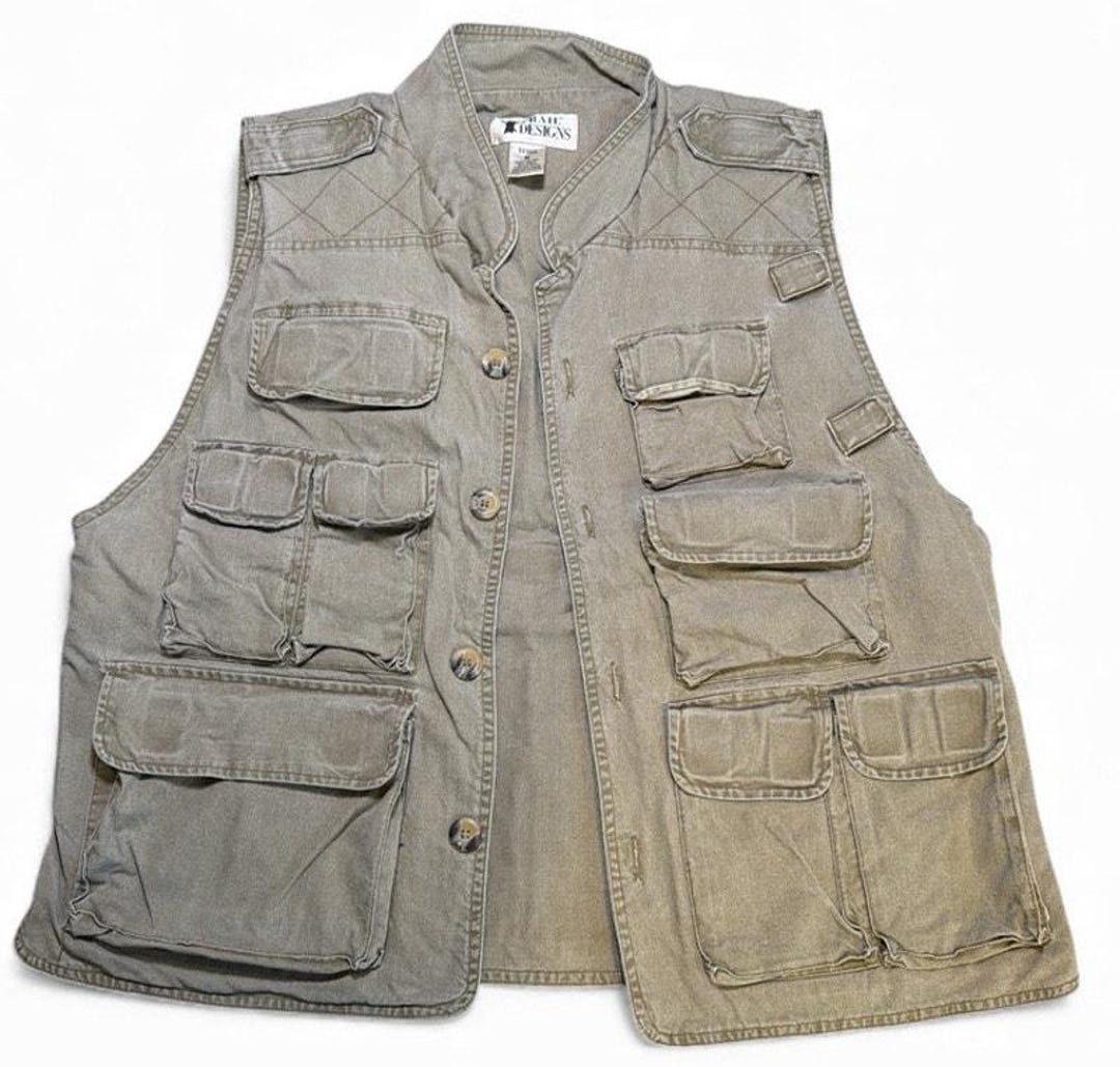 VTG Trail Designs TV800 100% Cotton Vest Pockets Sz M Khaki Utility ...