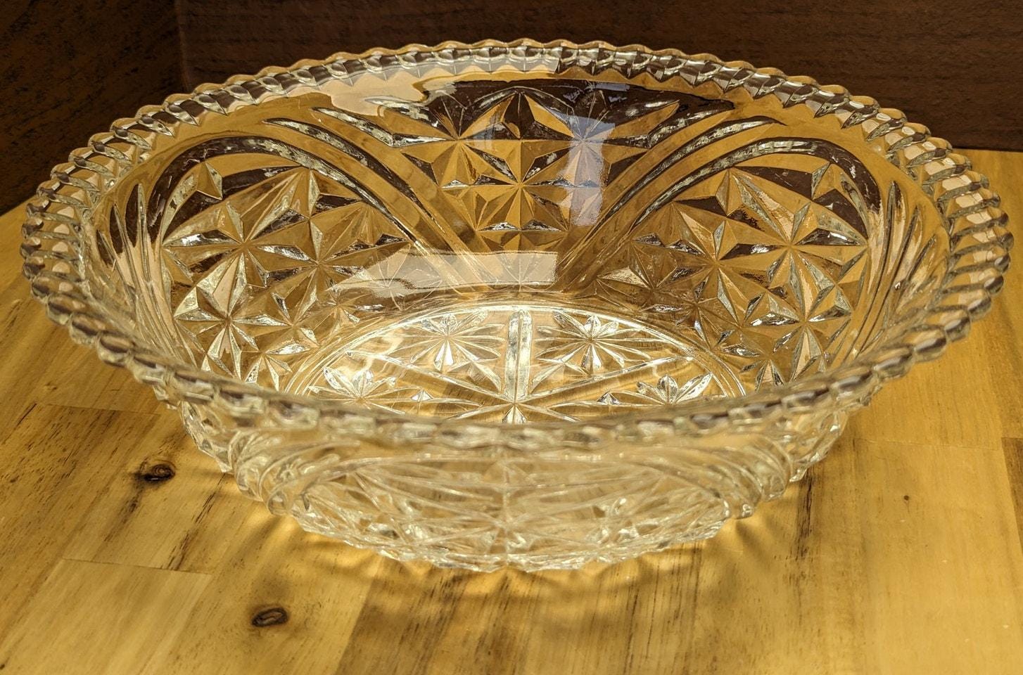 Retro Sawtooth Edge Pressed Glass Candy Condiment Relish Dish Candle ...