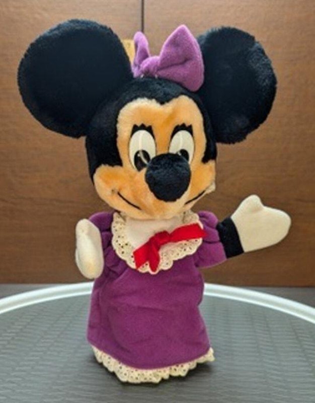 Vintage Minnie Mouse Hand Puppet Walt Disney Productions Purple Bow ...