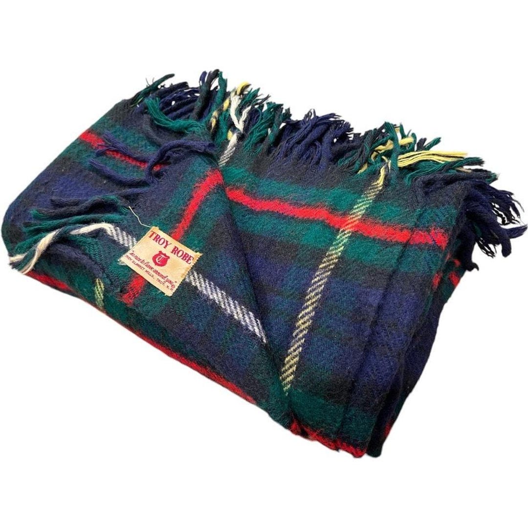Vtg 70s Troy Robe Blanket Mills Plaid Macleod Tartan Stadium Throw ...