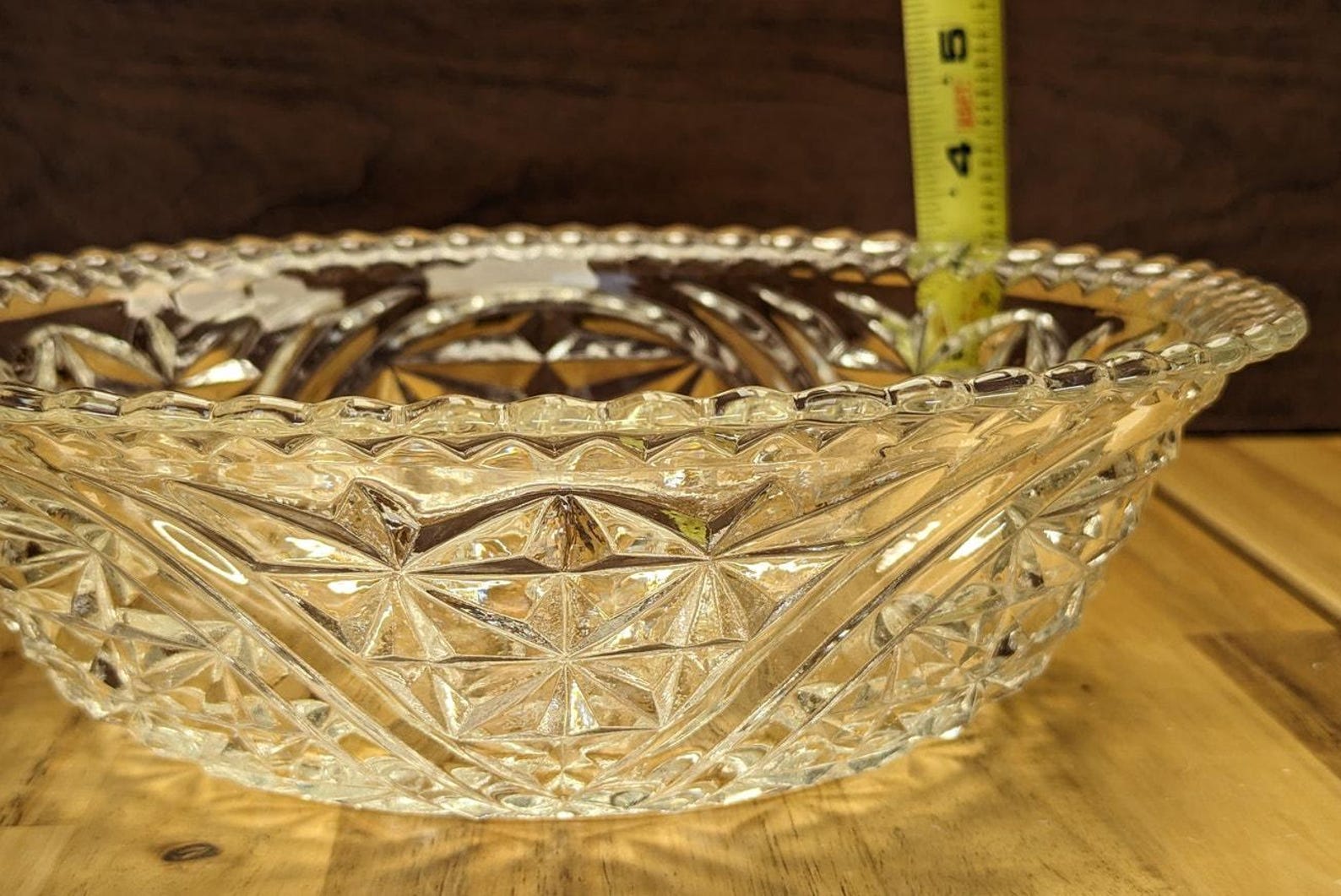 Retro Sawtooth Edge Pressed Glass Candy Condiment Relish Dish Candle ...