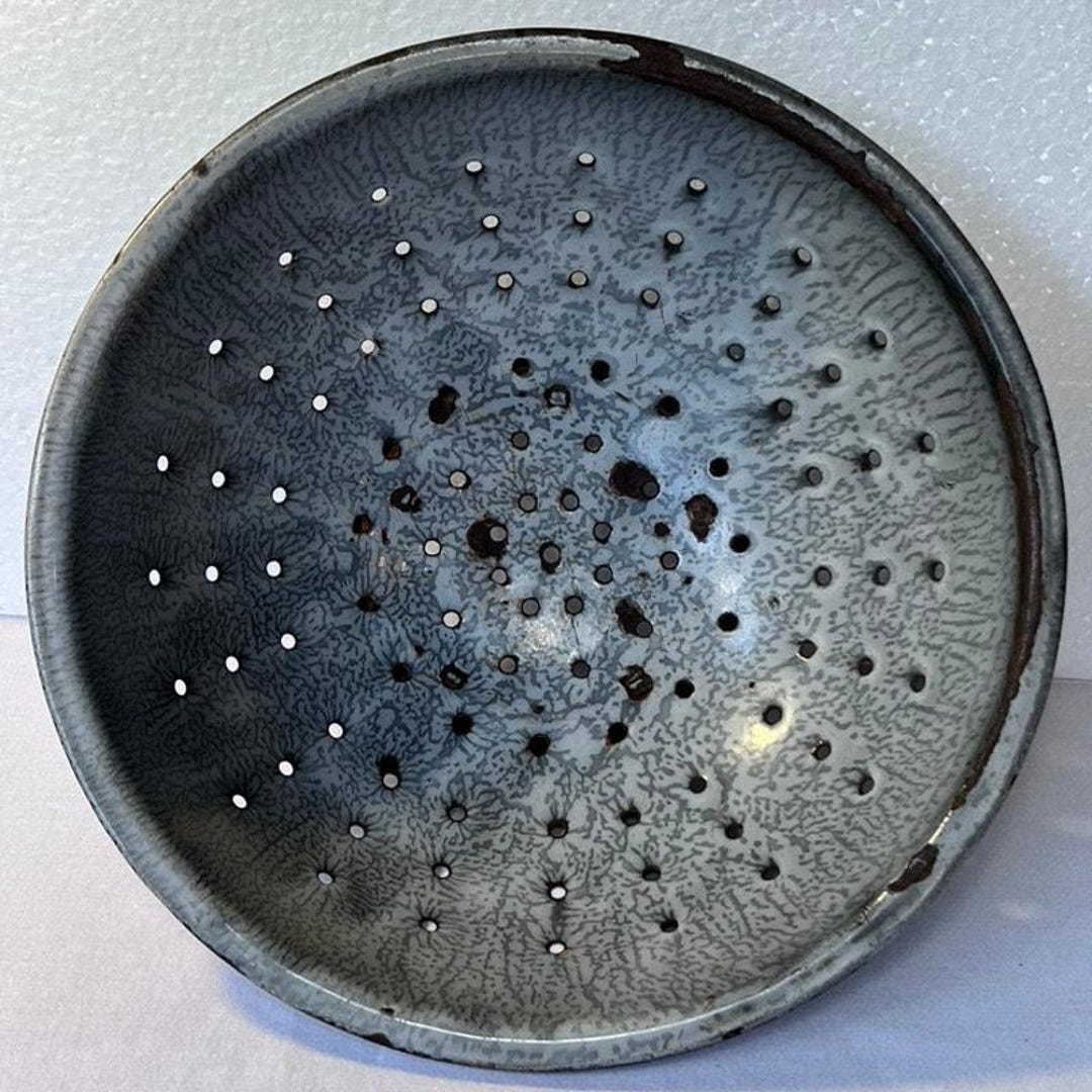 Vtg Enamel Aluminium Strainer Farmhouse Cottage Shabby Chic Decor ...