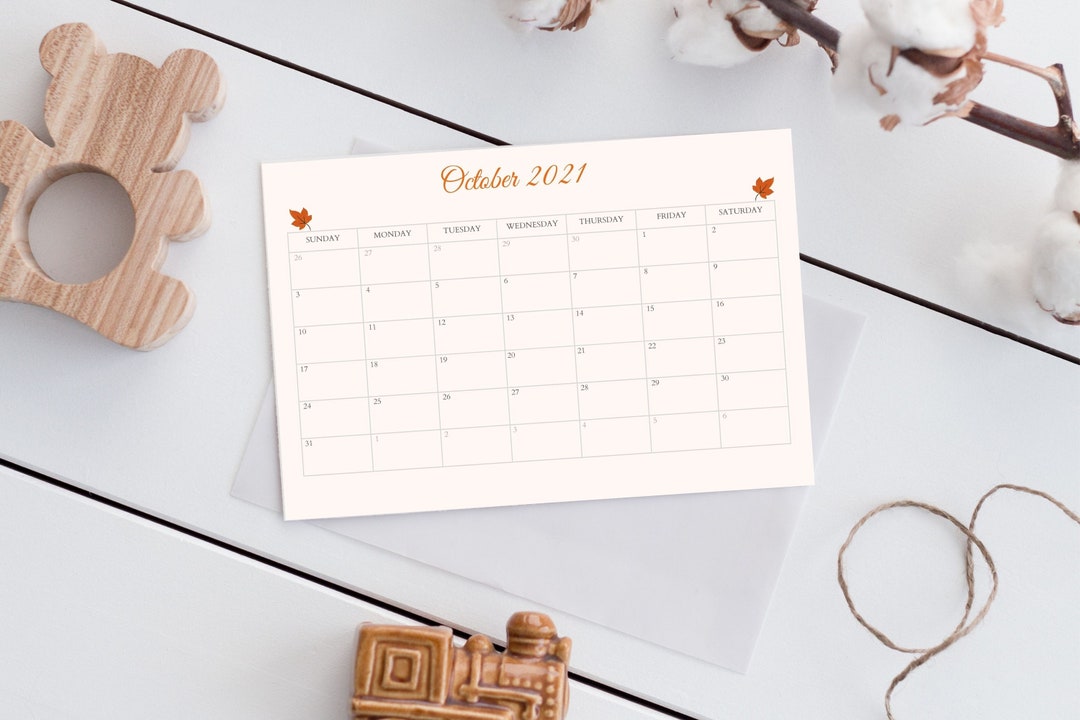 October 2021 Calendar | Simple | Minimalistic | Digital Download ...