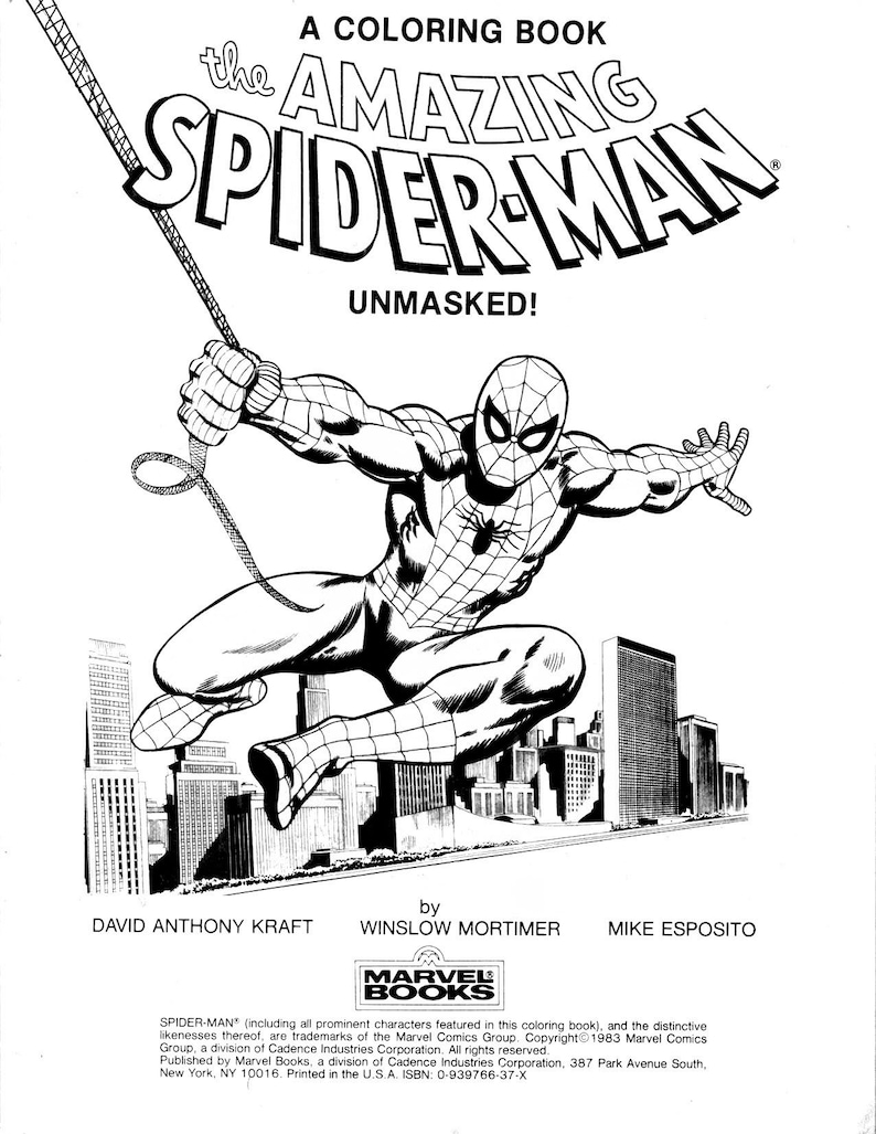 Spiderman Unmasked 1983 Coloring Book PDF DIGIFILE - Etsy
