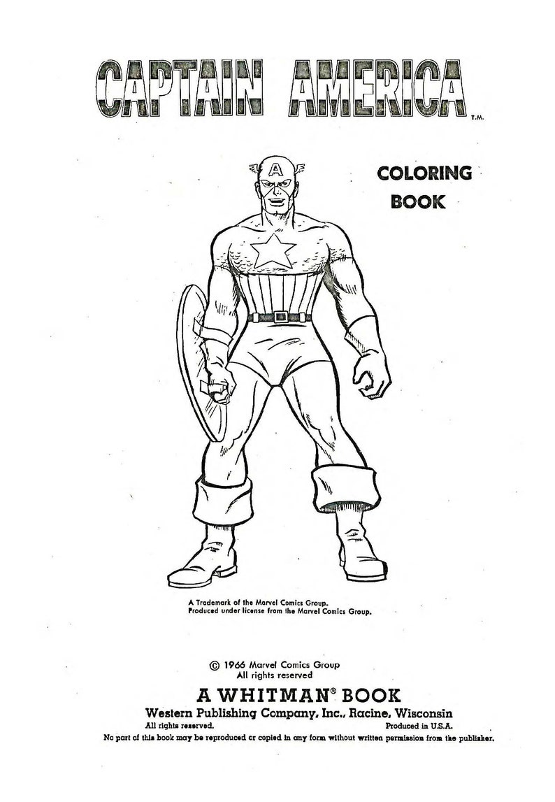 Captain America Coloring Book 1966 PDF DIGIFILE - Etsy