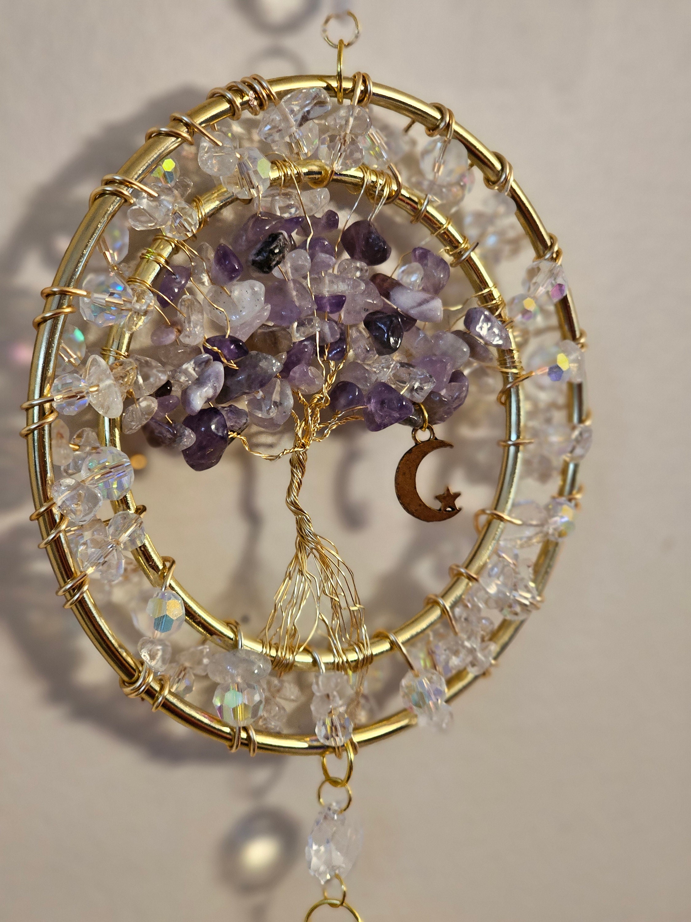 Gemstone Tree of Life Suncatcher | Handmade Crystal Home Decor - Etsy