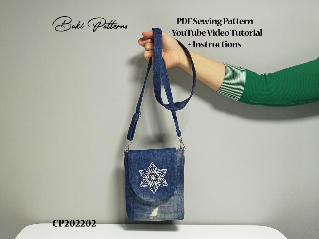 Small Crossbody Bag PDF Sewing Pattern, Phone Bag Template With Youtube ...
