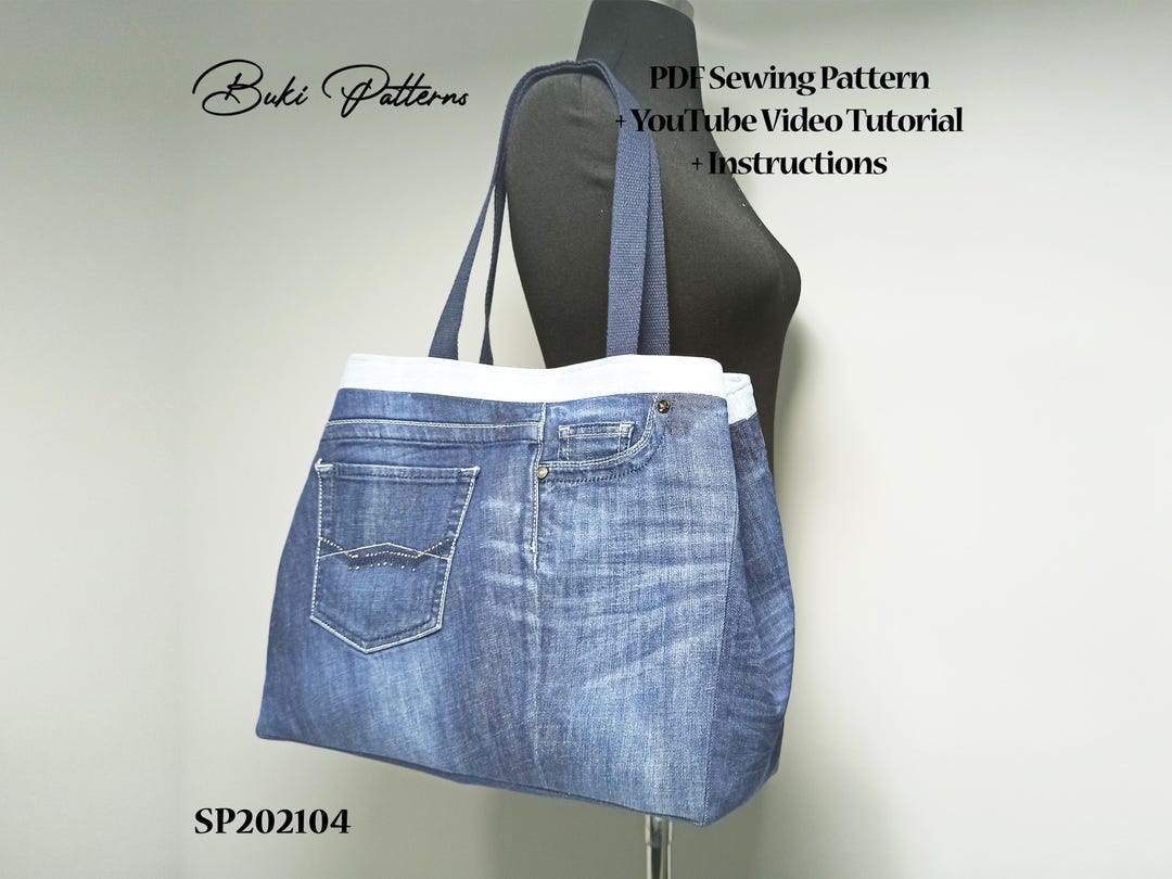 Denim Shoulder Bag PDF Sewing Pattern, Denim Bag Pattern With Video ...